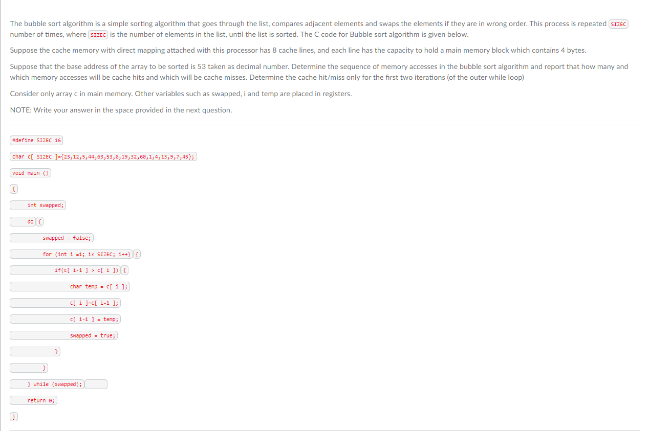 Solved The Bubble Sort Algorithm Is A Simple Sorting Chegg