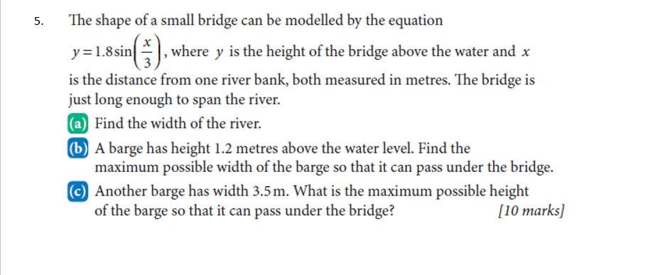 Solved 5. The shape of a small bridge can be modelled by the | Chegg.com