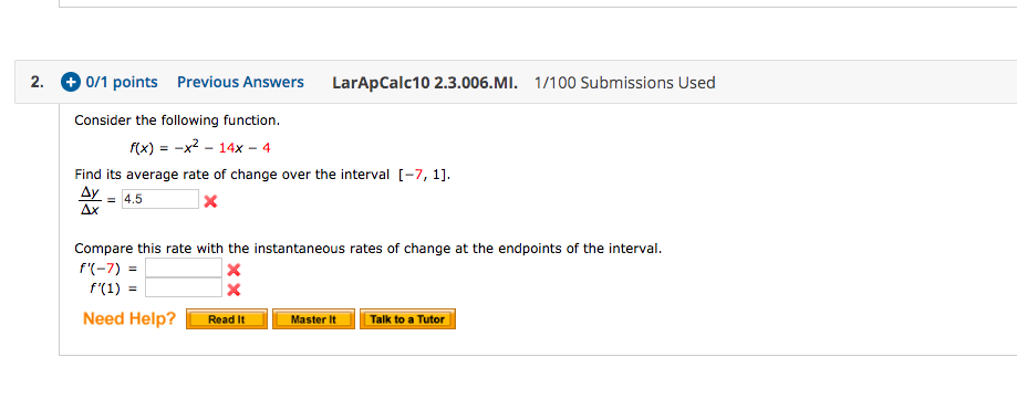 Solved 0/1 points Previous Answers 2. LarApCalc10 | Chegg.com