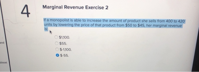 Solved Marginal Revenue Exercise 2 If a monopolist is able | Chegg.com