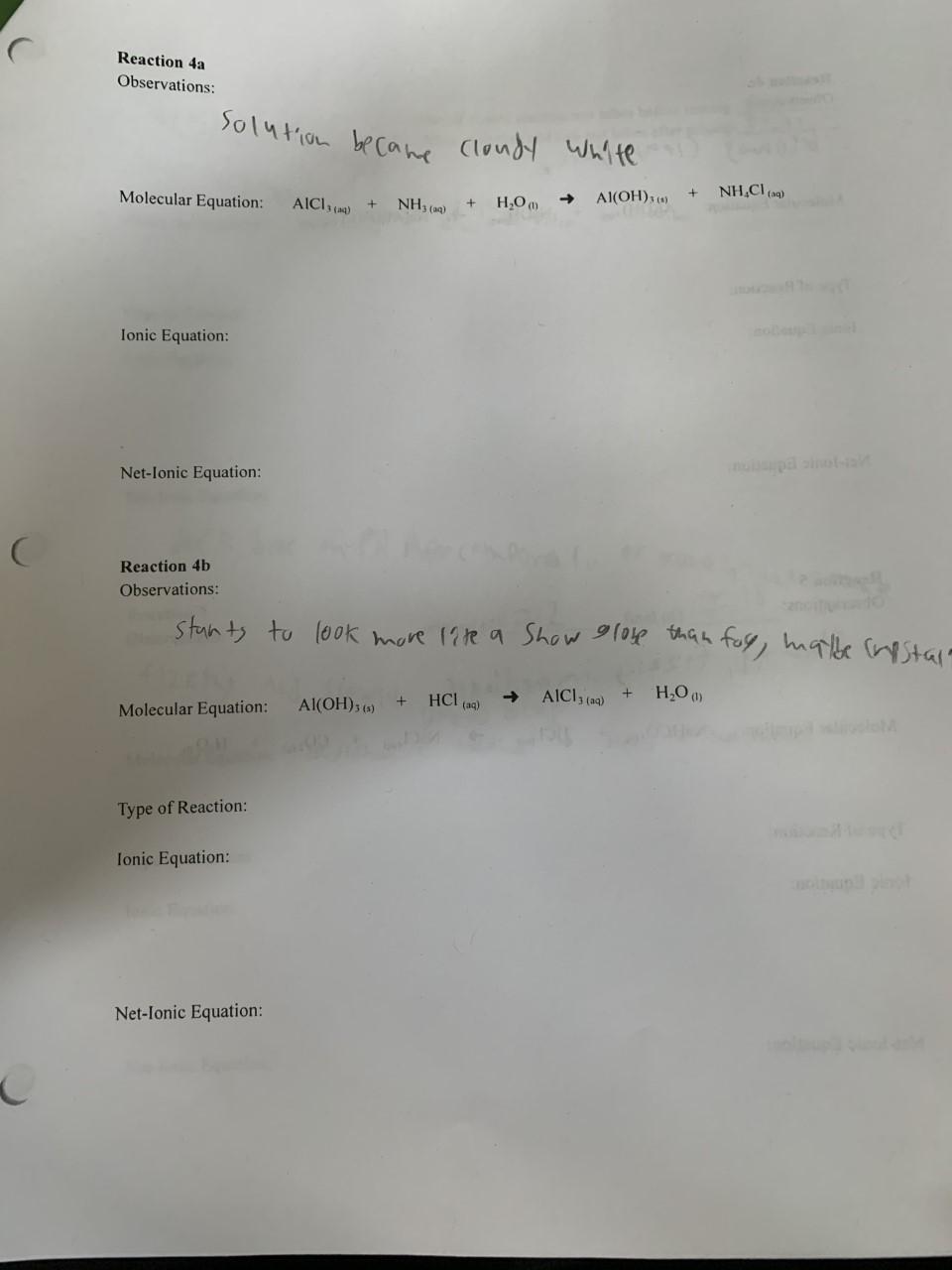 Solved Experiment 7 -- Chemistry 175 -- Chemical Changes | Chegg.com