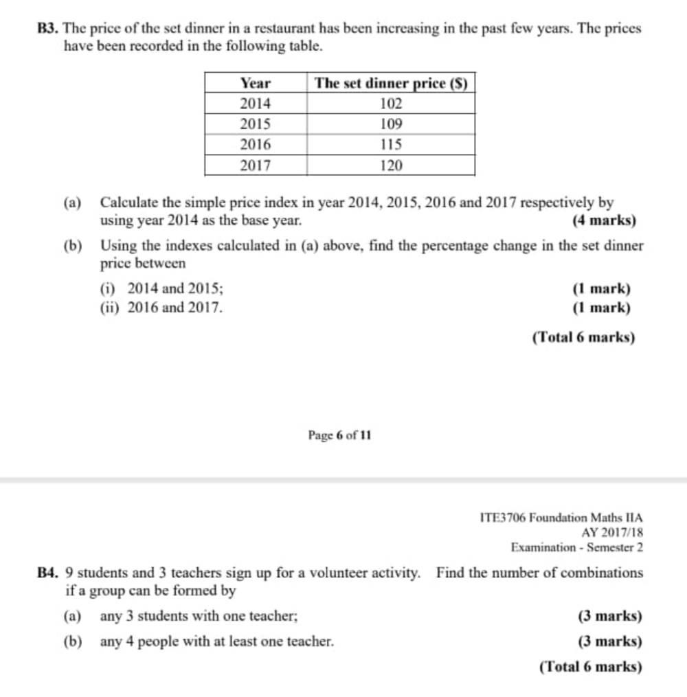 Solved B3. The price of the set dinner in a restaurant has | Chegg.com