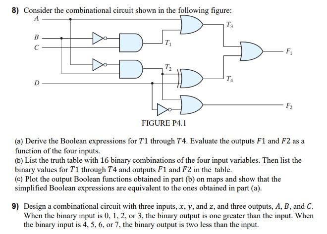 Solved 8) Consider the combinational circuit shown in the | Chegg.com