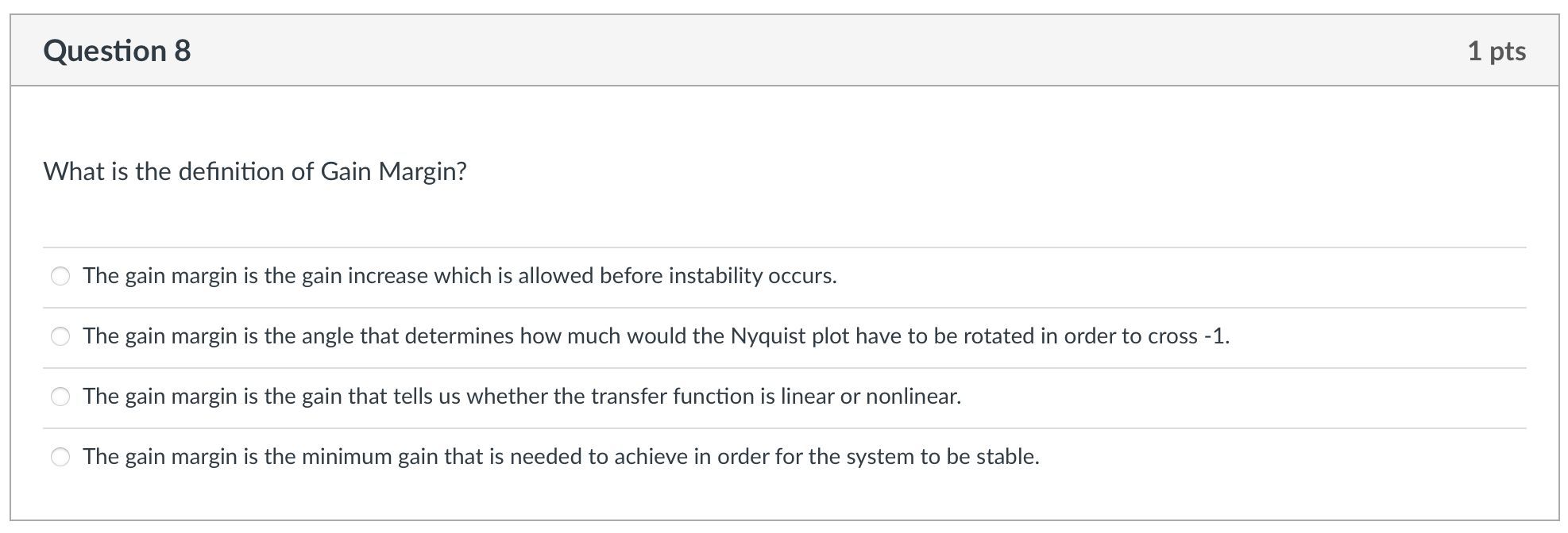 Solved Question 8 1 pts What is the definition of Gain | Chegg.com