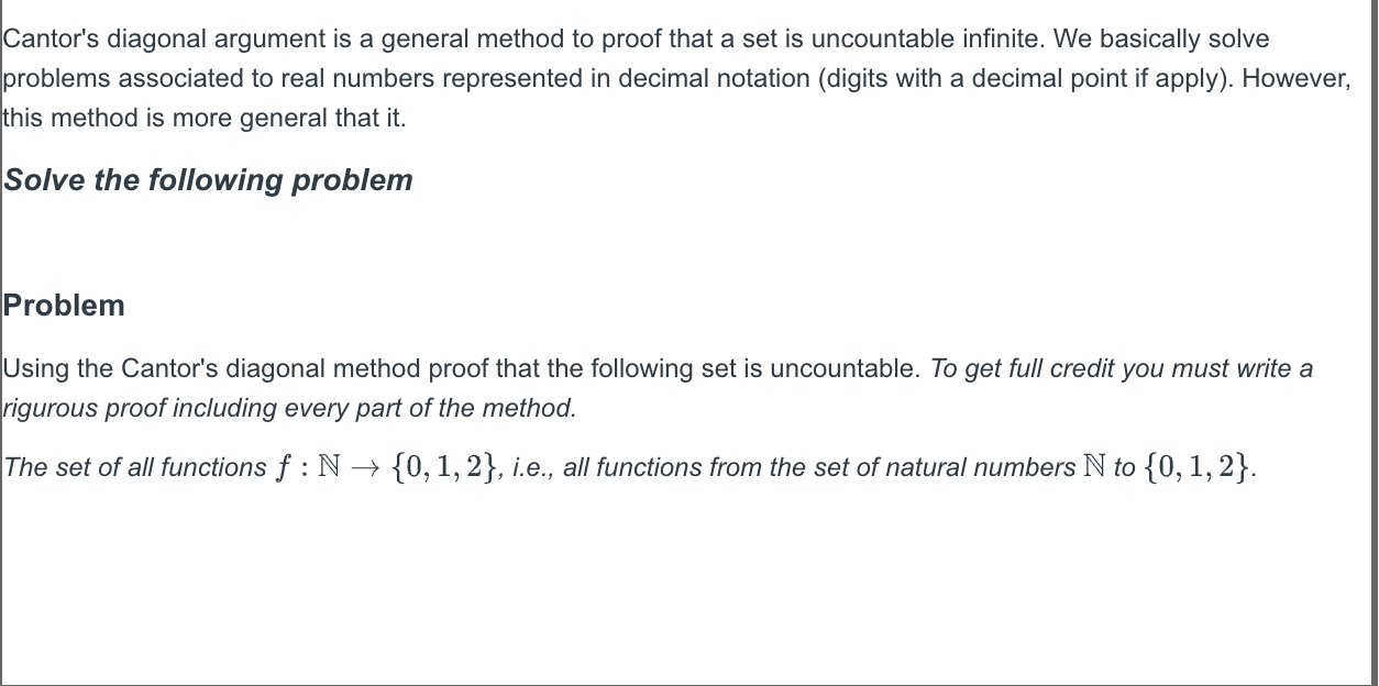 Solved Cantor's diagonal argument is a general method to | Chegg.com