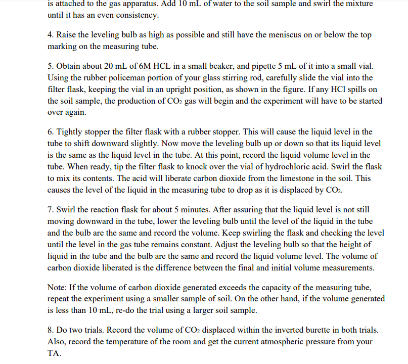 Solved 15 GAS MEASURINITURE Experimental: 1. Test the | Chegg.com