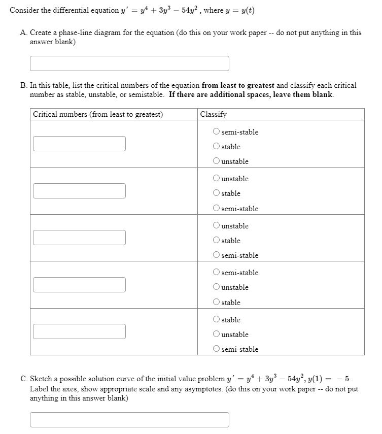 Solved Consider the differential equation y'=y4+3y3-54y2, | Chegg.com