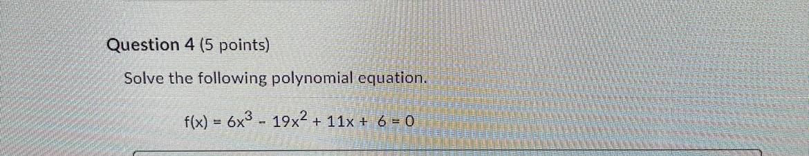 Solved Solve the following polynomial equation. | Chegg.com