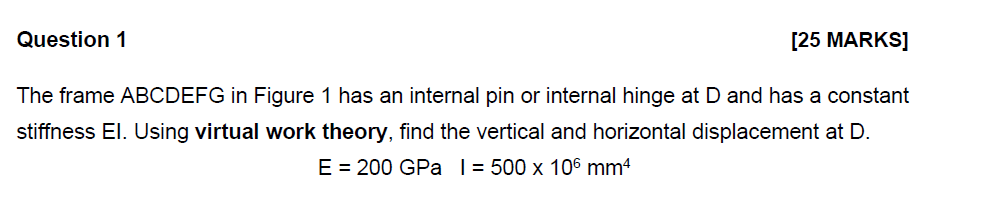 Question 1 [25 MARKS] The frame ABCDEFG in Figure 1 | Chegg.com