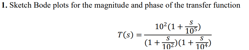 Solved Sketch Bode plots for the magnitude and phase of the | Chegg.com