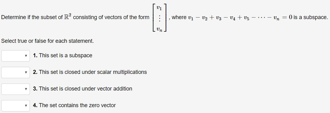 Solved Determine If The Subset Of Rº Consisting Of Vectors