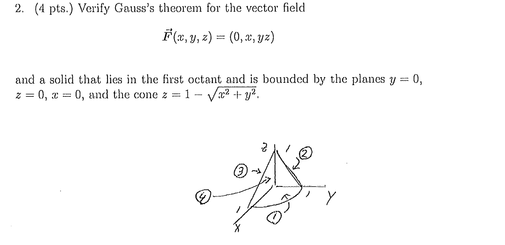 Solved 2. (4 pts.) Verify Gauss's theorem for the vector | Chegg.com