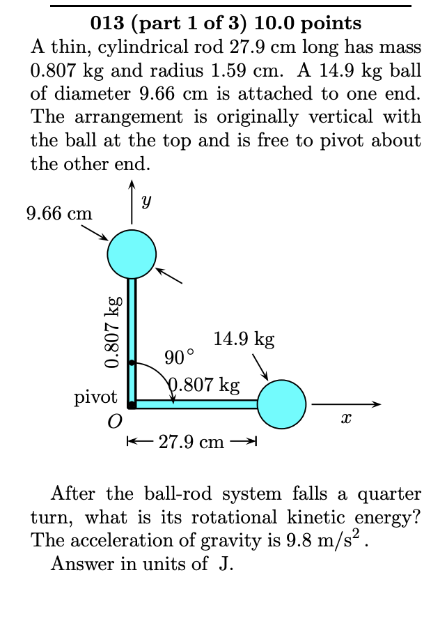 Solved 013 (part 1 of 3) 10.0 points A thin, cylindrical rod | Chegg.com