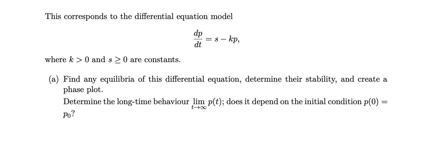 Solved This corresponds to the differential equation model | Chegg.com