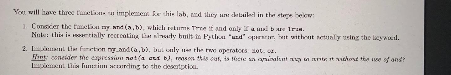 Solved def my_and(a: bool, b: bool) -> bool: HUI o Return | Chegg.com
