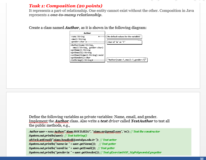 Solved Task 1: Composition (20 points) It represents a part | Chegg.com