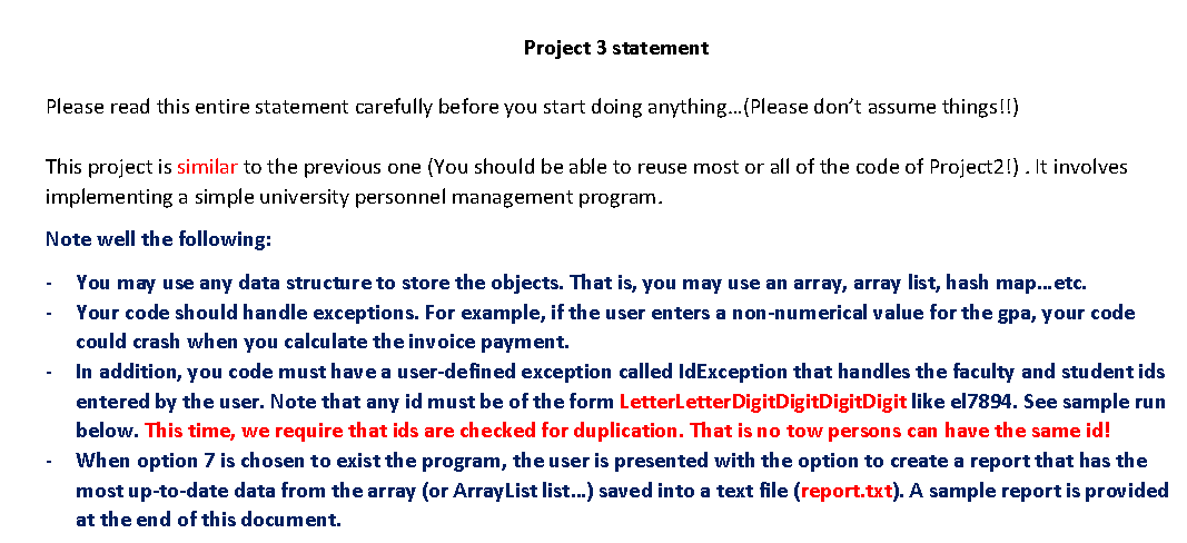 Solved Project 3 statement Please read this entire statement | Chegg.com
