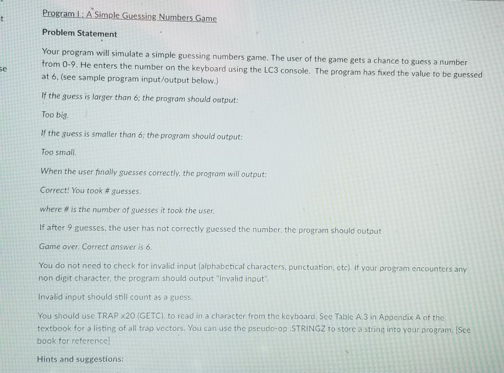 Solved Program l: A Simple Guessing Numbers Game Problem | Chegg.com Solved Program l: A Simple Guessing Numbers Game Problem | Chegg.com