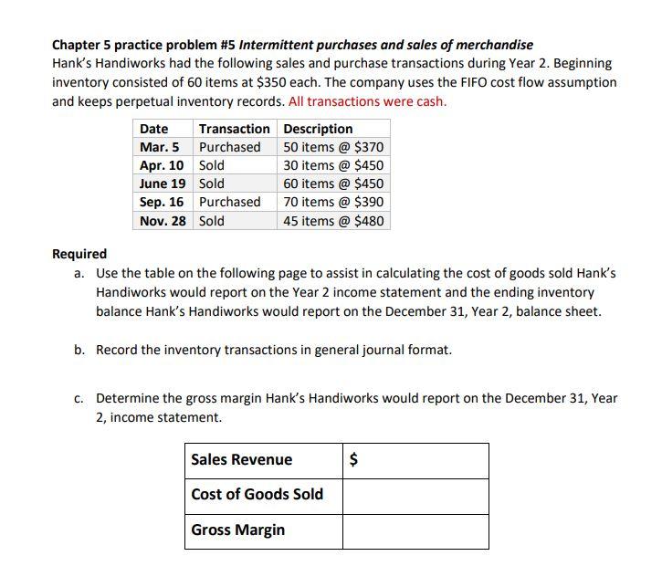 Solved Chapter 5 practice problem \#5 Intermittent purchases | Chegg.com