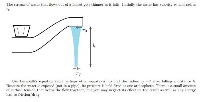 Solved The stream of water that flows out of a faucet gets | Chegg.com