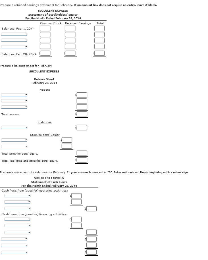 Solved Financial Statements The transactions and integrated | Chegg.com