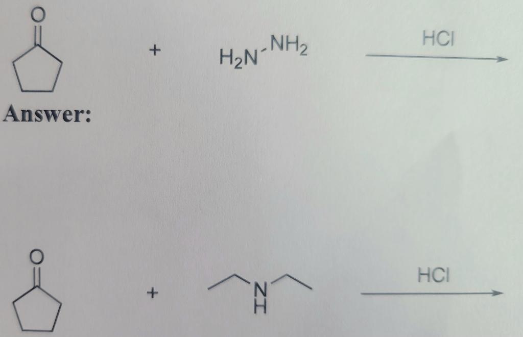 Solved +H2 N−NH2 Answer: + HCl | Chegg.com