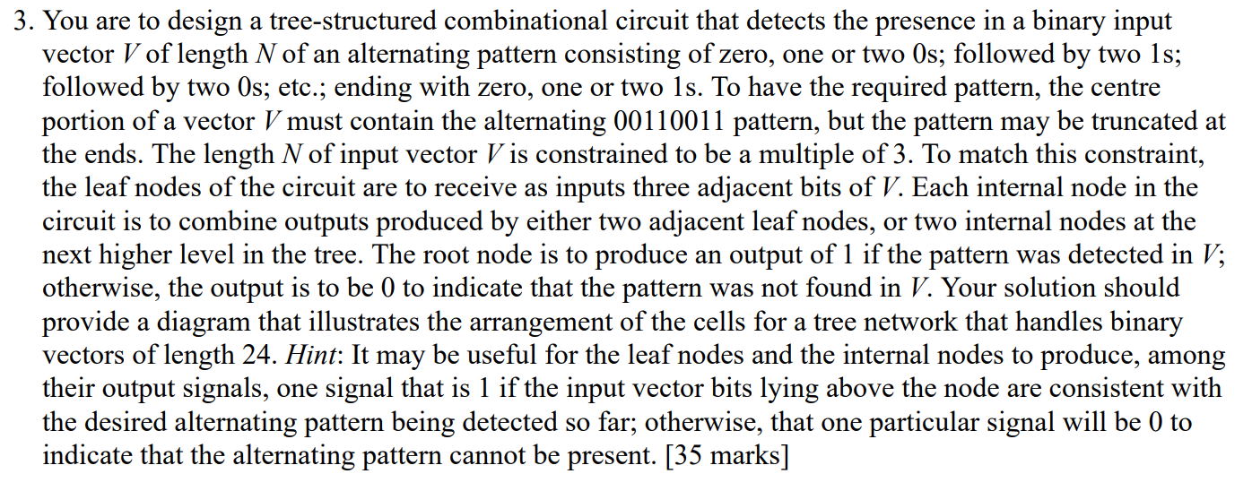 Solved 3. ﻿You are to design a tree-structured combinational | Chegg.com