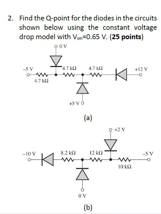 Solved 2. Find the Q-point for the diodes in the circuits | Chegg.com