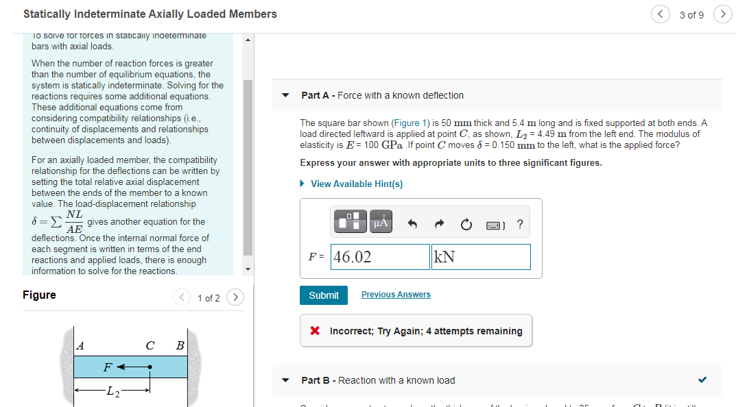 Solved Statically Indeterminate Axially Loaded Members 3 of | Chegg.com