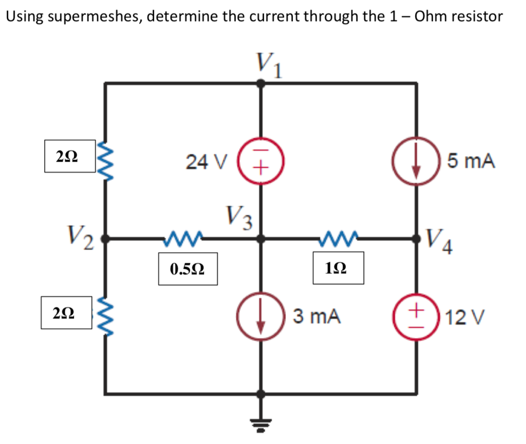 Solved Using supermeshes, determine the current through the | Chegg.com