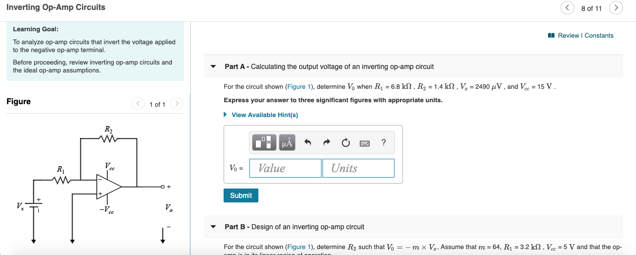 Solved Inverting Op-Amp Circuits 8 of 11 Learning Goal: | Chegg.com