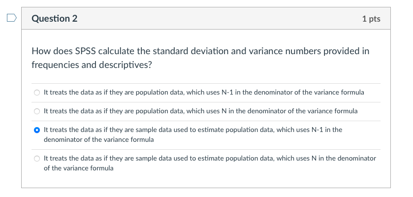 Solved How does SPSS calculate the standard deviation and | Chegg.com