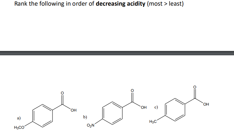 Solved Rank the following in order of decreasing acidity | Chegg.com
