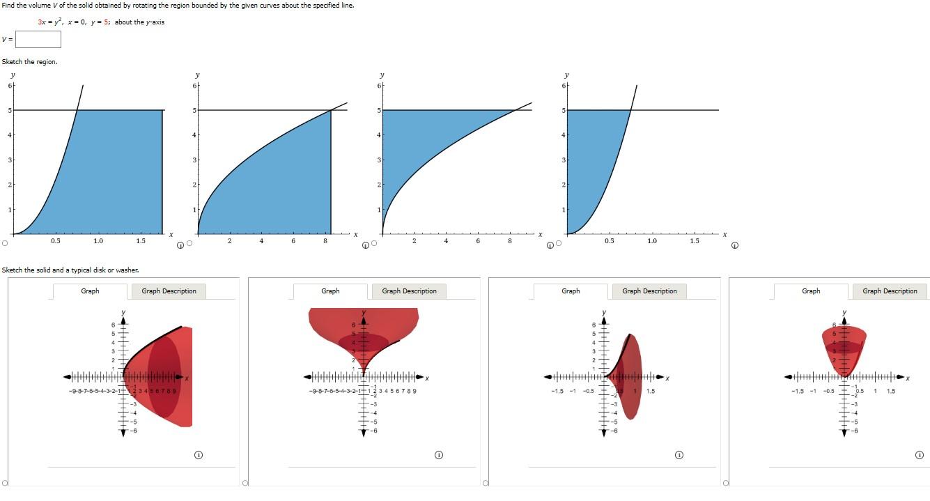Solved Find the volume V of the solid obtained by rotating | Chegg.com