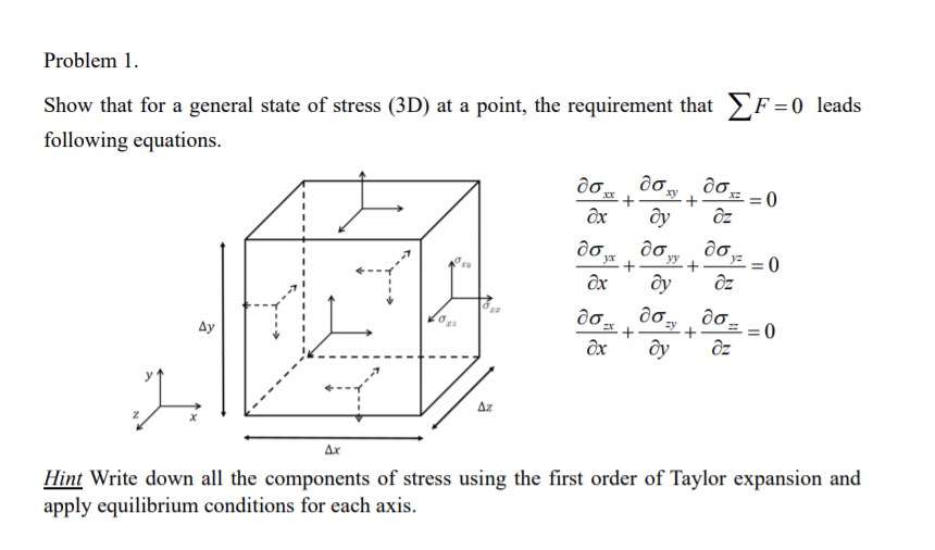 Solved Problem 1. Show that for a general state of stress | Chegg.com