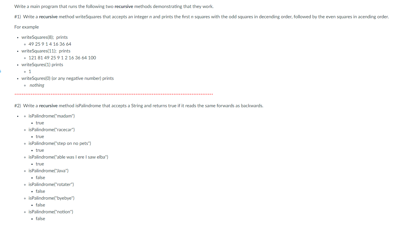 Solved Write a main program that runs the following two | Chegg.com