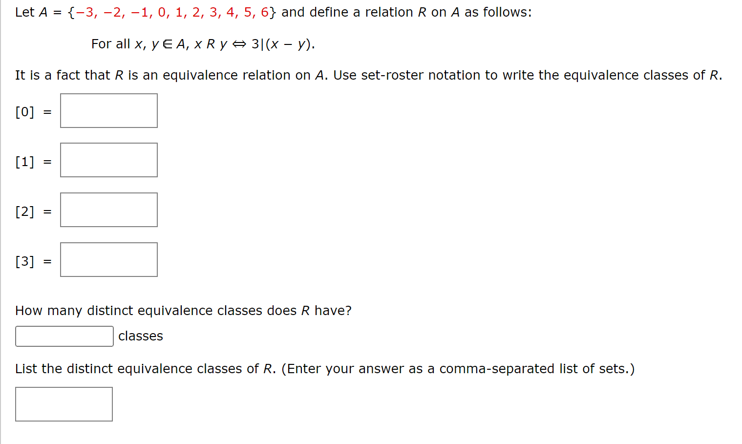 Solved Let A −3−2−10123456 And Define A Relation 