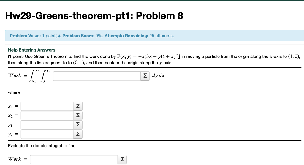 Solved Hw29-Greens-theorem-pt1: Problem 8 Problem Value: 1 | Chegg.com