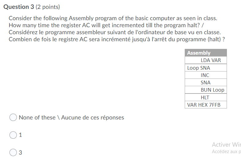 Solved Question 3 (2 points) Consider the following Assembly | Chegg.com
