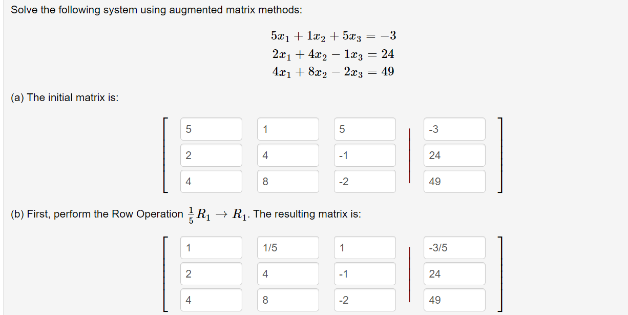Solved Solve the following system using augmented matrix | Chegg.com