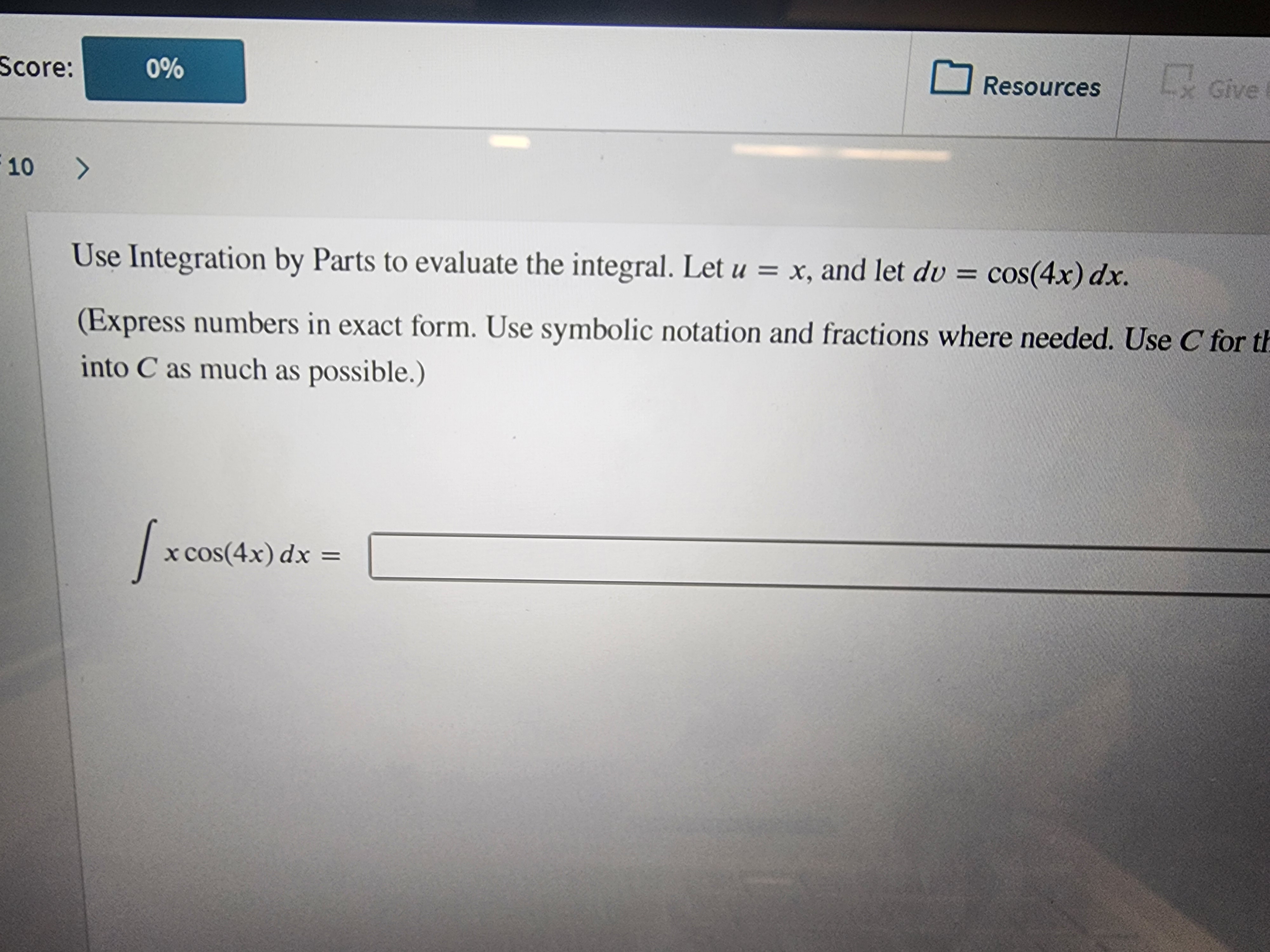 Solved Use Integration by Parts to evaluate the integral. | Chegg.com