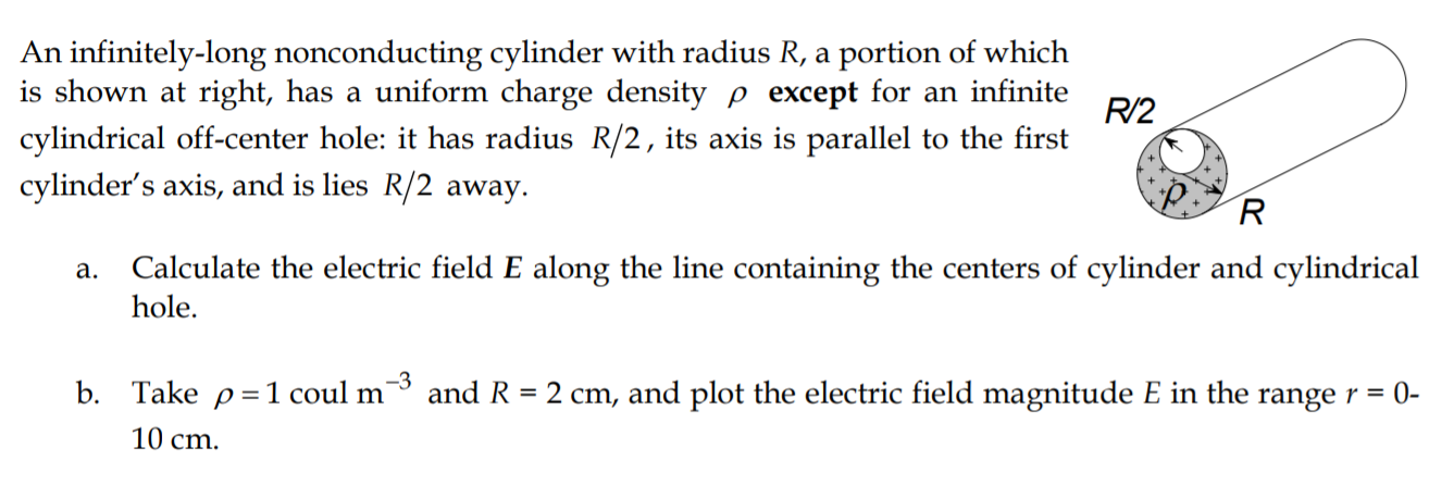 Solved An infinitely-long nonconducting cylinder with radius | Chegg.com