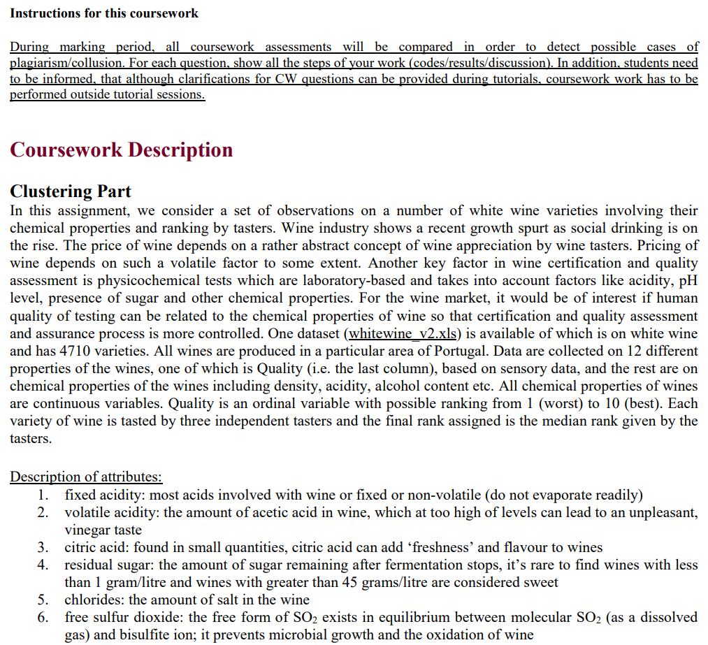 Solved Instructions for this coursework During marking | Chegg.com