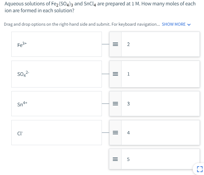 Solved Aqueous solutions of Fe2(SO4)3 and SnCl4 are prepared | Chegg.com