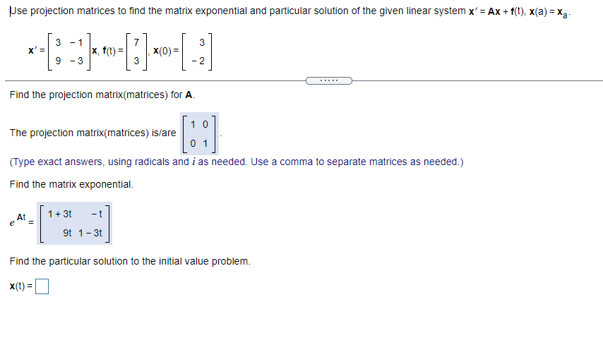 Solved Use projection matrices to find the matrix | Chegg.com