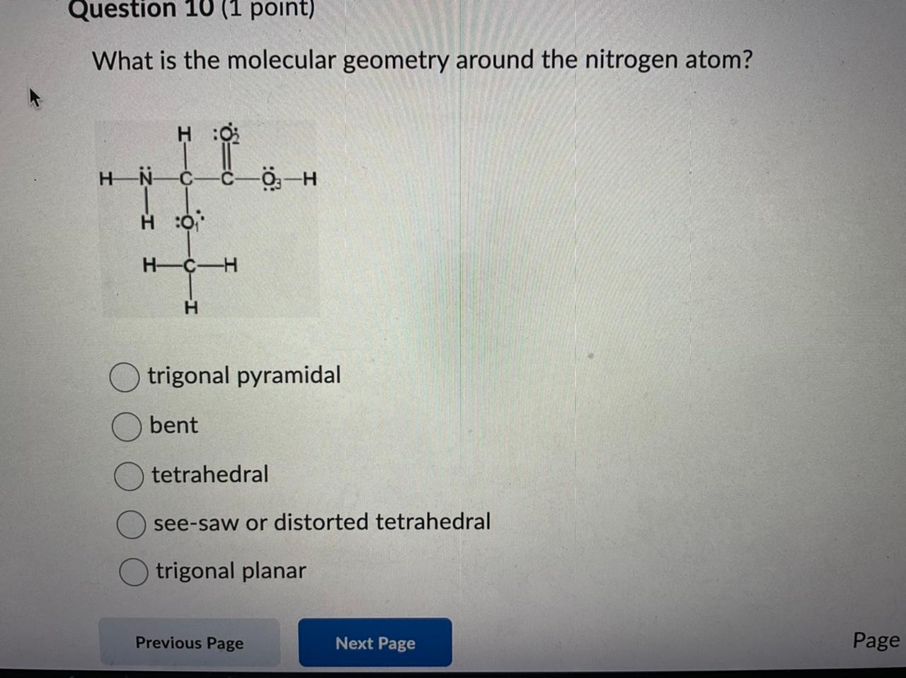 Solved What is the molecular geometry around the nitrogen | Chegg.com