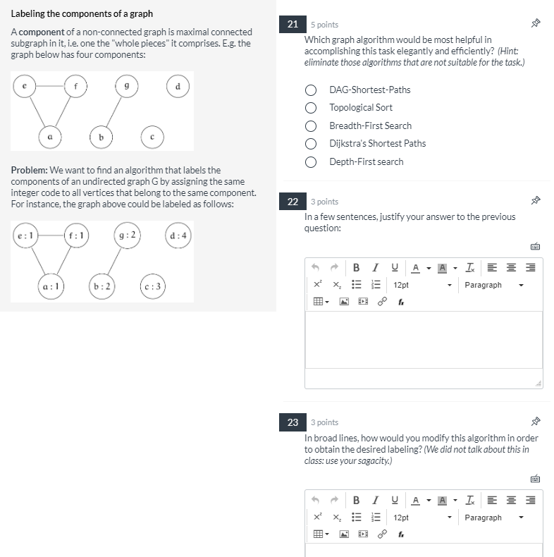 Solved Labeling the components of a graph A component of a | Chegg.com