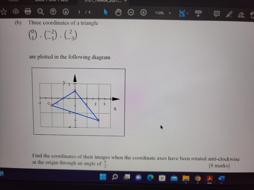 Solved (b) +__2021.... 3 / 4 ↓ L Three coordinates of a | Chegg.com