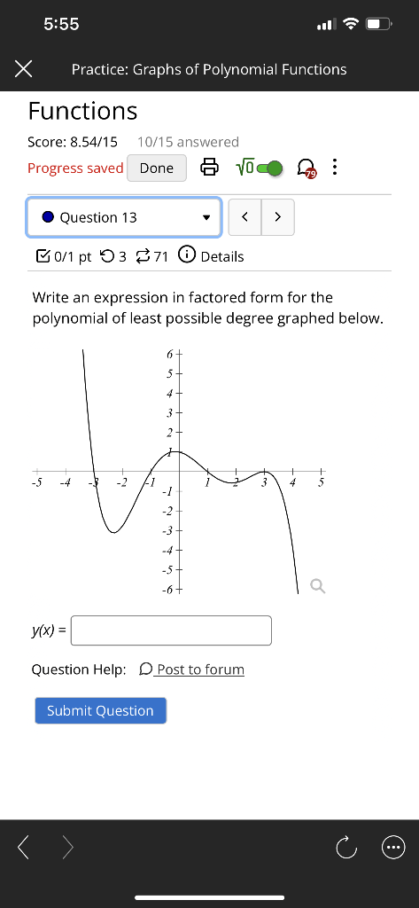 Solved 5:56 Practice: Graphs of Polynomial Functions 0/1 pt | Chegg.com