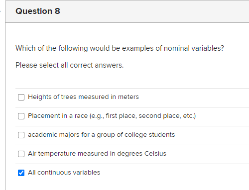 Solved Which of the following would be examples of nominal | Chegg.com